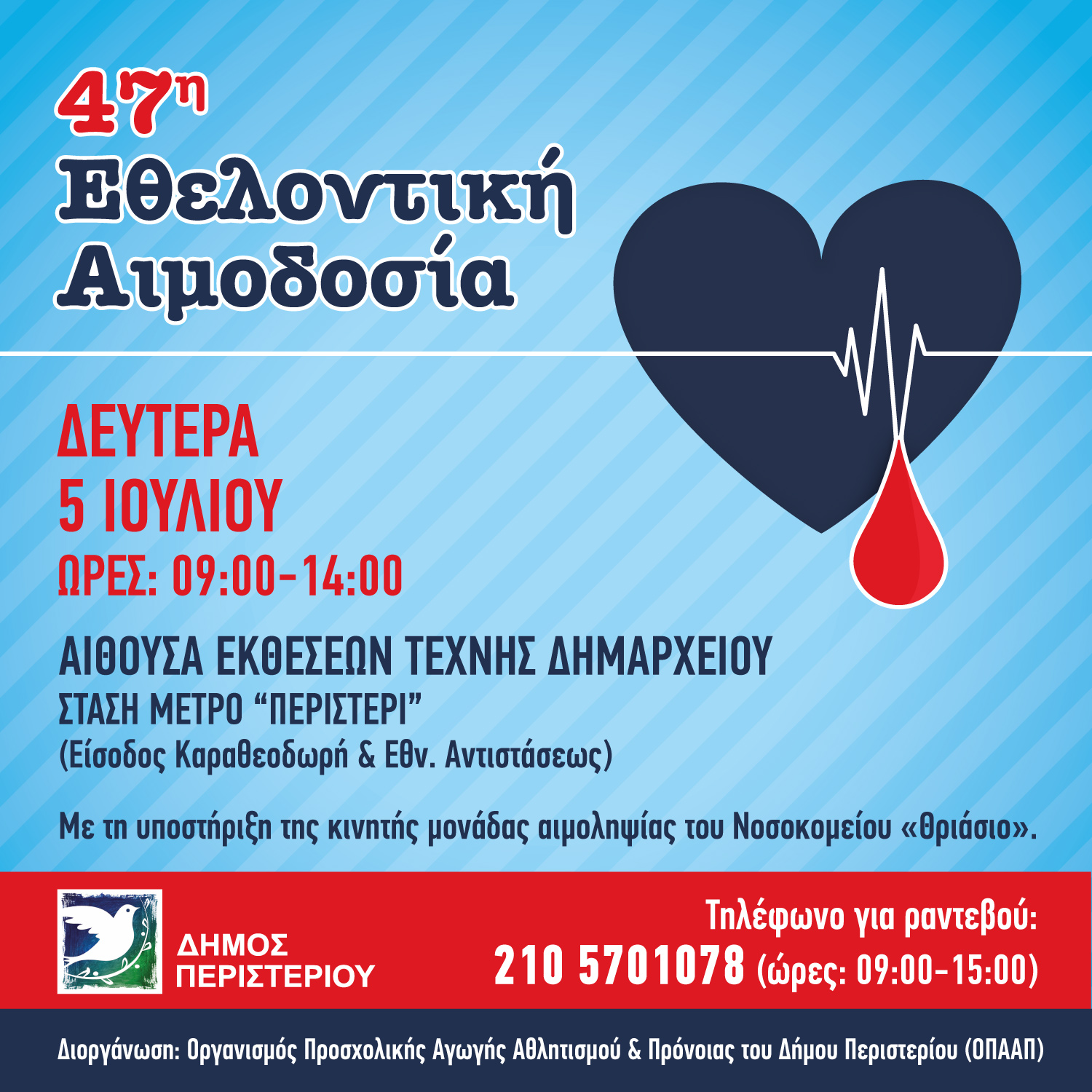 ΕΘΕΛΟΝΤΙΚΗ ΑΙΜΟΔΟΣΙΑ ΣΤΟ ΔΗΜΟ ΠΕΡΙΣΤΕΡΙΟΥ Ποτέ η ανάγκη για αίμα δεν ...